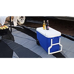 Stylish Camping LED Illuminated Patio Mat - Reversible RV Home Mat, White/Black with LEDs Light, 8x18