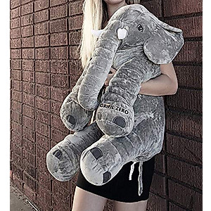 GRIFIL ZERO Big Elephant Stuffed Animal Plush Toy 25 Inches Cute XXL Size Grey Elephant Toy (Grayy)