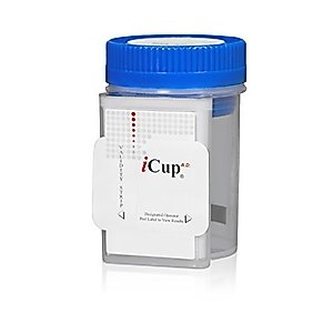 iCup 5 Panel Urine Drug Test (COC, THC, OPI, mAMP, PCP) w/ adulteration (OX,SG,PH) - CLIA Waived (25 Cups)