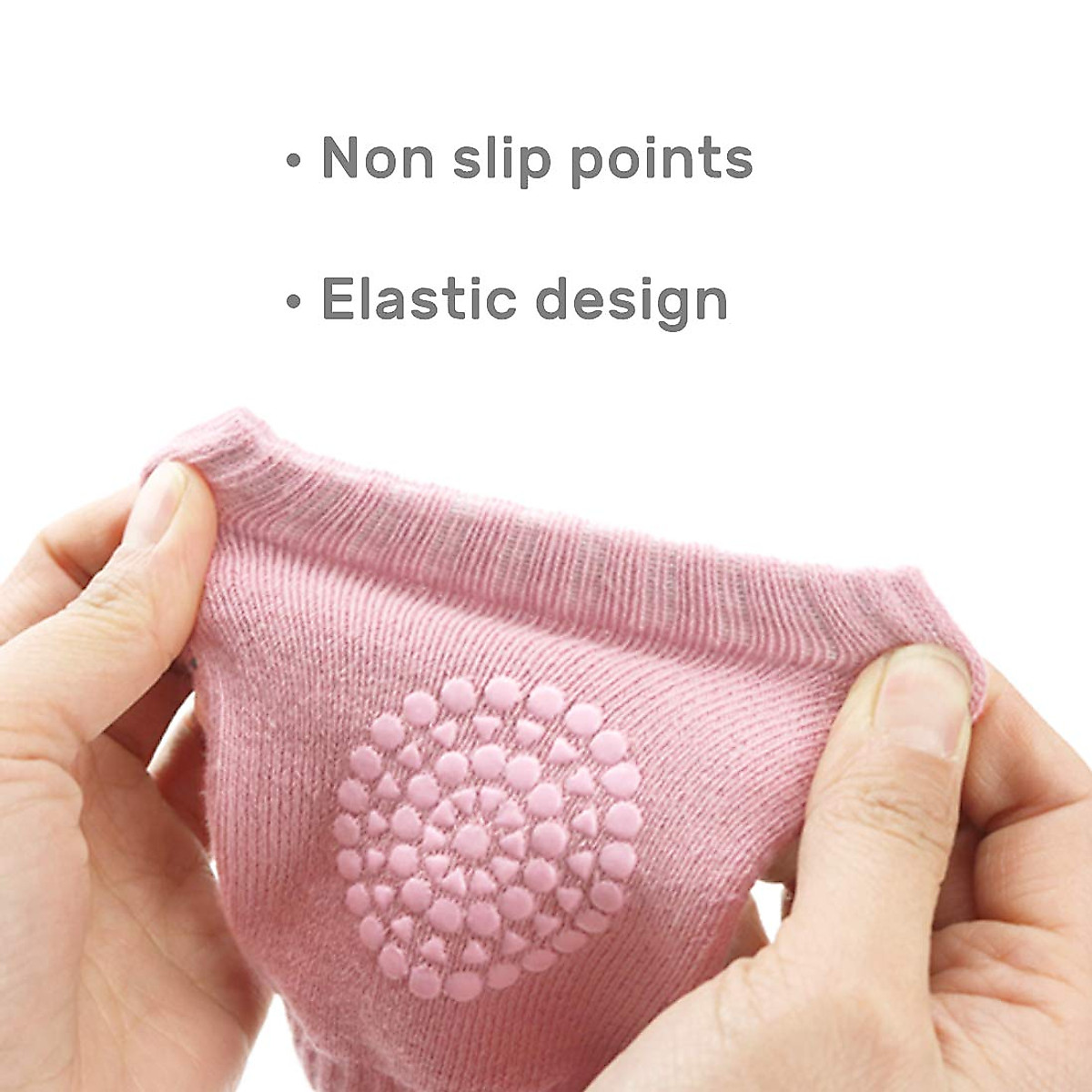 Kalevel Baby Crawling Knee Pads Anti Slip Knee Protectors Infant Crawling Elbow Knee Sleeve Cotton Knee Pads Toddler Knee Protector Pads Sleeve for Crawling Boys Girls (2 Pairs, Pink + Light Grey)