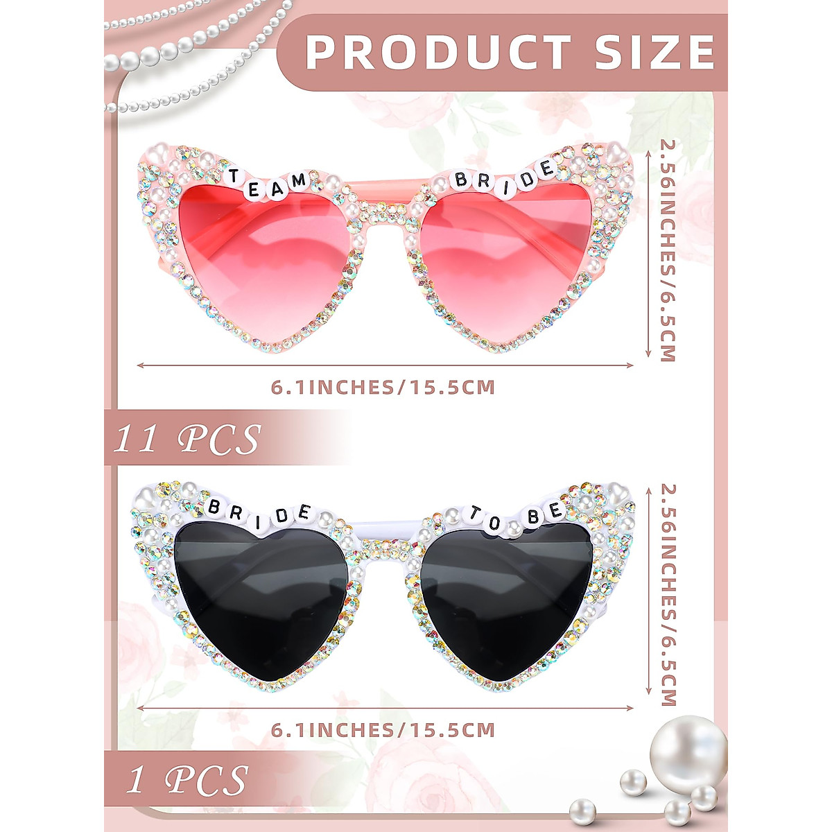 Mootycapa 12 Pcs Bachelorette Party Sunglasses for Bridesmaids Bride Sunglasses for Wedding Party Favors(Team Bride)