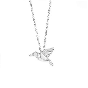 Boma Jewelry Sterling Silver Origami Bird Necklace, 16 inches