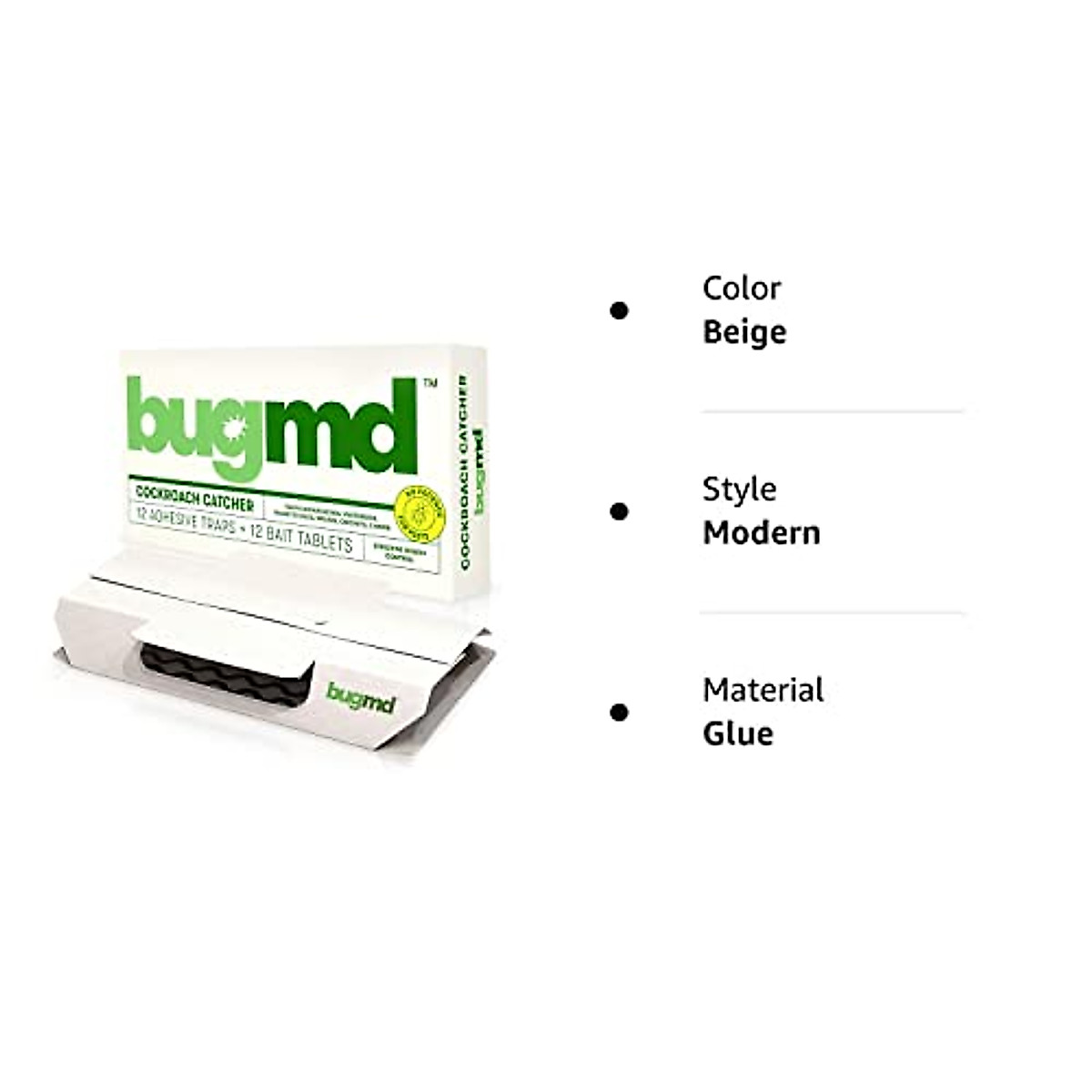 BugMD Indoor Cockroach Killer & Roach Trap - Sticky Insect, Spider, Cricket Control for Home - Glue Traps Pest Defense, 12 Pack Sticky Bug Solution