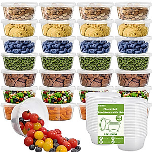RAIHOMKIT 48 Pack Food Storage Containers with Lids,8 oz Deli Containers,8oz Plastic Containers,Deli Food Storage Containers with Airtight Lids,Meal Prep Containers,BPA Free,Microwave/Freezer Safe