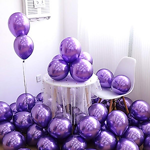 Purple Chrome Metallic Balloons 5 inch Helium Balloons Thick Latex Purple Arch 50PCS for Birthday Party Decorations Baby Shower Bridal Shower Wedding Engagement Anniversary Christmas Festival(Purple)