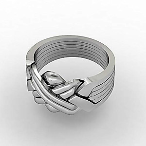 OFLIUM 6 Band classical Handmade 925 sterling silver Turkish puzzle ring interlock knot ring silver (10.5)