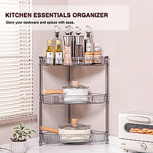 HYBRIDEAS 3-Tier Corner Shelf Organizer for Bathroom Counter Skincare and Makeup Storage Vanity Dresser Organizer Countertop Tray Perfume Holder Shelving