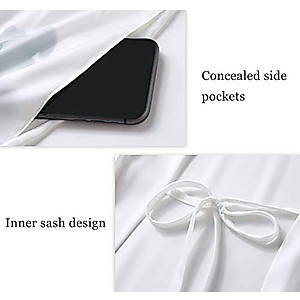 PRODESIGN long Kimono Robe Satin Sleepwear Gradient Watercolor Silky Kimono Nightgown Bathrobe Kimono Blouse Cardigan (Lotus - Ink)