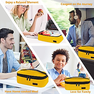 Gloppie Mini Lunch Box Small Kids Lunch Bag Compact Lunch Boxes for Men Women Insulated LunchBag Thermal Lunch Pail Petty Bento Box Bag Reusable Sandwich Containers Snack Box Yellow