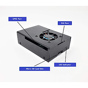 MICRO CONNECTORS, Inc. Aluminum Raspberry Pi 4 Model B Case with Fan, Black (RAS-PCS14-BK)