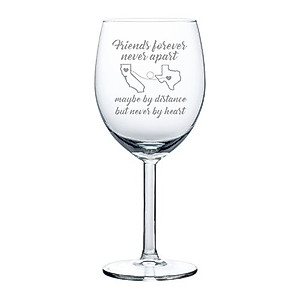 Engraved Best Friend Wine Glass Friends Forever White Red Wine Custom Personalized Long Distance Friendship Gift (Standard 10 oz)
