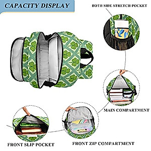 ALAZA St Patrick's Day Clovers Art Backpack Bookbag Laptop Notebook Bag Casual Travel Trip Daypack for Women Men Fits 15.6 Laptop