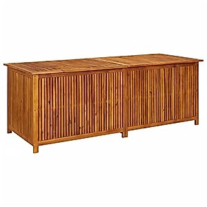 Canditree Patio Deck Box Solid Acacia Wood Outdoor Wooden Storage Box Container for Patio Furniture Cushions, Garden Tools (78.7"x31.4"x29.5")
