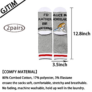 2PAIRS Novelty Alice Movies Inspired Socks For Movies Lovers Birthday Gifts