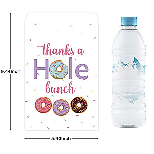 50 PCS Donut Candy Bags Thanks A Hole Bunch Stickers Donut Grow Up Party Decoration, Donut Birthday Goodie Bags Donut Theme Party Supplies Baby Shower Doughnut Time Supplies for Kids Girls