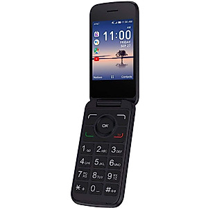 AT&T Prepaid - Alcatel SMARTFLIP, 4GB Memory, 2.8 Dual Display, Bluetooth, WiFi, Big Buttons - Black (Renewed)