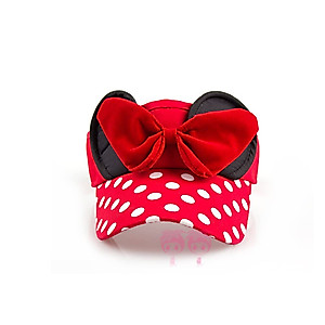 AKEBD Infant Toddler Girls Sun Visor Cute Mouse Ears Empty Top Baseball Cap for Kids Sun Hat Adjustable (red)