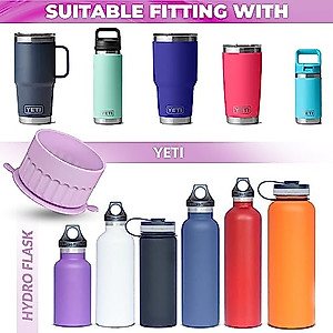 ODRAGO 2Pcs Silicone Boot With Suction for Stanley Quencher H2.0 40 oz, 30 oz, 20 oz tumblers & Yeti Rambler 20 oz/30 oz Tumblers and Hydroflask 12-24 oz water bottles. Protective Accessories (PURPLE)