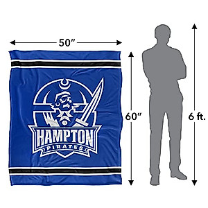 Hampton University Pirates Blanket, 36"x58" Primary Logo Stripes, Silky Touch Super Soft Throw