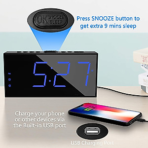 Digital Dual Alarm Clock for Bedroom, Large Display Bedside with Battery Backup, USB Phone Charger, Volume, Dimmer, Easy to Set Loud LED Heavy Sleepers Kid Senior Teen Boy Girl Kitchen