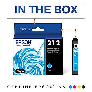 EPSON T212 Claria -Ink Standard Capacity Cyan -Cartridge (T212220-S) for Select Epson Expression and Workforce Printers
