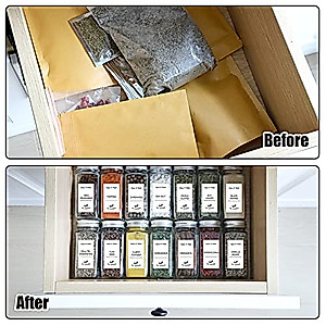 CUCUMI 18 Pcs Spice Jars with Labels, 4oz Empty Square Spice Bottles with Shaker Lids, Airtight Metal Caps, Collapsible Funnel, Chalk Pen, Seasoning Containers for Spice Rack, Drawer, Cabinet