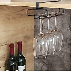 GVISAY Wine Glass Rack High-Footed Wine Glass Rack Upside-Down Free Punch Red Wine Glass Rack Kitchen Hanging Rack (Color : Black, Size : One Size)