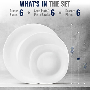 Bormioli ROCCO Whitemoon 18-Piece Dinner Set, Opal Glass, 27 cm