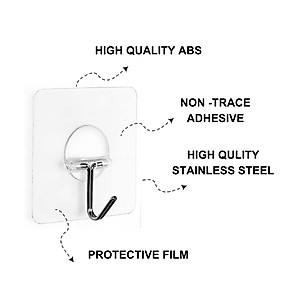 PETS BUDDY Wall Hooks for Hanging 33lb(Max) Heavy Duty Self Adhesive Hooks 24 Pack Transparent Waterproof Sticky Hooks for Keys Bathroom Shower Outdoor Kitchen Door Home Improvement Utility Hooks