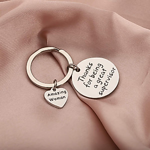 SEIRAA Supervisor Gift Amazing Woman Jewelry Gifts For Women Boss Thank You Keychain Supervisor Appreciation Gift (Supervisor keychain)