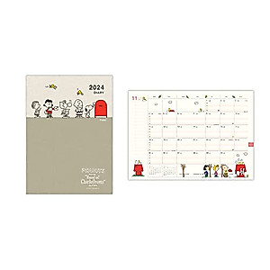 Hallmark Snoopy Japan Notebook 2024 A5 Monthly Family Notebook, Friends and Letter 824-624 (Begins December 2023)