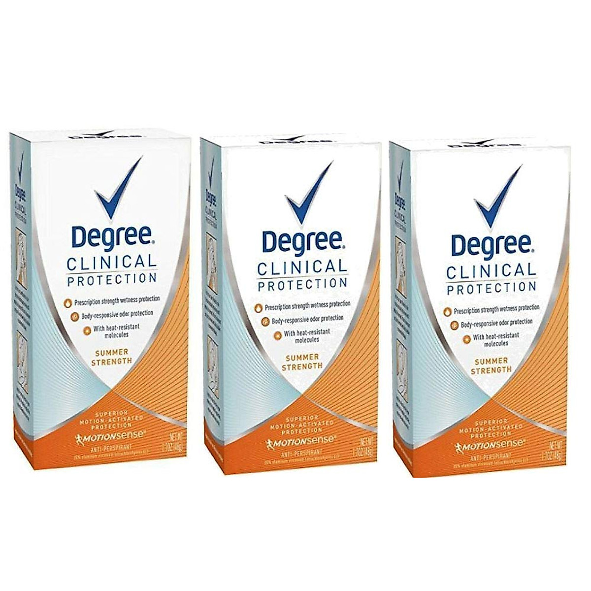 DEGREE DEGREE clinical protection summer strength antiperspirant deodorant, 1.7 Ounce (Pack of 3)