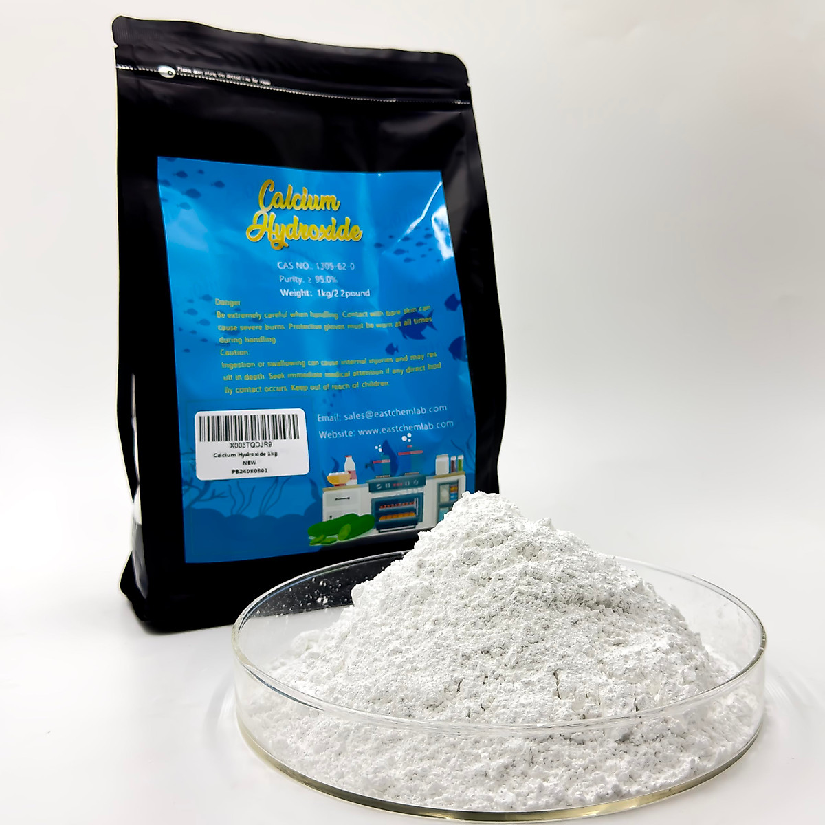 Food Grade Calcium Hydroxide(Slagged Lime) of 95% +Purity(1kg/2.2pound)