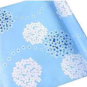 HOYOYO Hydrangea Peel and Stick Shelf Liner Paper, Blue White Floral Self-Adhesive Liner Dresser Drawer Bedroom Living Room Home Decoration 17.8 x 118 inch
