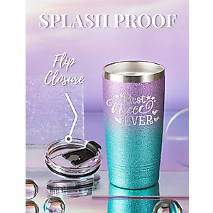 Onebttl Niece Gifts from Aunt, Insulated Stainless Steel Coffee Mug Tumbler with Lid and Straw, from Uncle, Perfect for Birthday, Christmas, 20oz/590ml, Purple Blue Glitter - Best Niece Ever