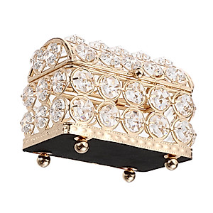 Hipiwe Crystal Jewelry Trinket Box Gold Mirrored Treasure Chest Box Small Keepsake Box Decorative Jewelry Display Case Organizer Earrings Rings Storage Box Gift for Women Girls