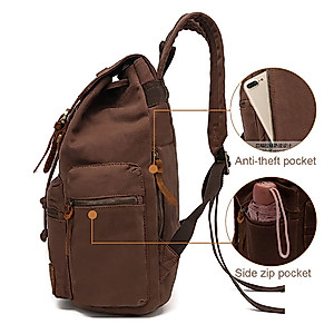 AUGUR High Capacity Canvas Vintage Backpack - for School Hiking Travel 12-17" Laptop