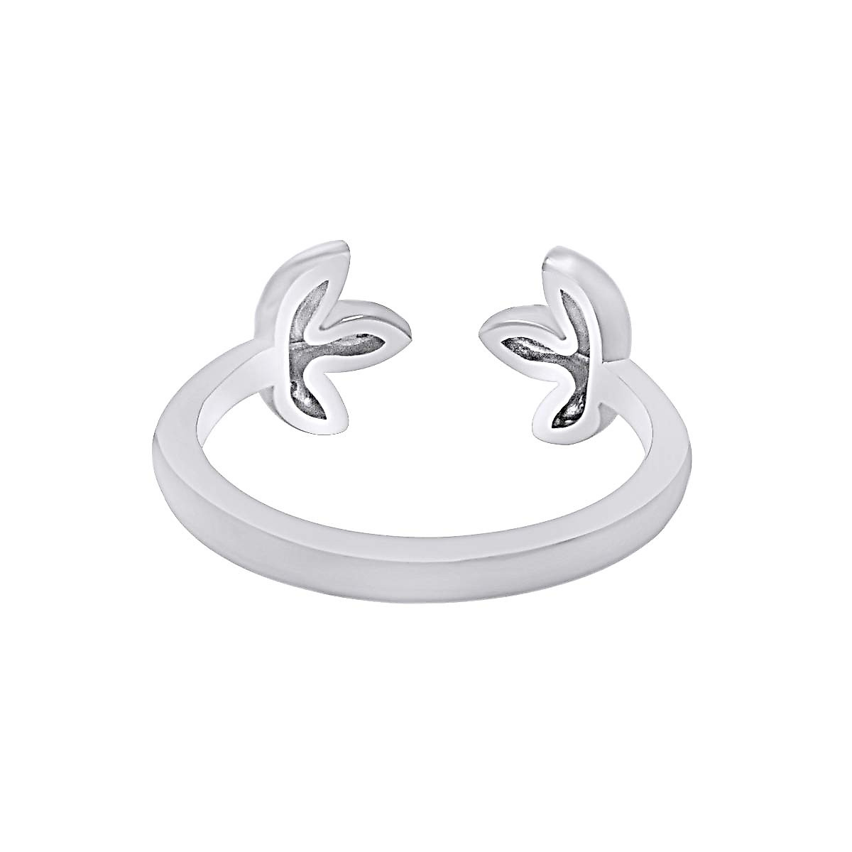 Natural Diamond Accent Open Leaf Wedding Band Ring in 14k White Gold Plated 925 Sterling Silver (0.05 Cttw, I-J Color, I2-I3 Clarity) Ring Size-7