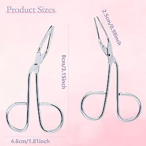 4 Pieces Curved Eyebrow Tweezer Stainless Steel Scissors Handle Tweezer Clip Facial Hair Plucker Eyebrow Remover Brow Shape Grooming Tools by NUOMI for Men and Women, Portable, Silvery