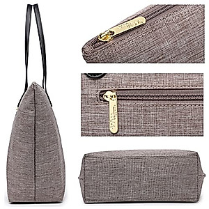 NNEE Water Repellent Light Weight Nylon Polyester Tote Bag Teacher Handbag - Medium, Brown