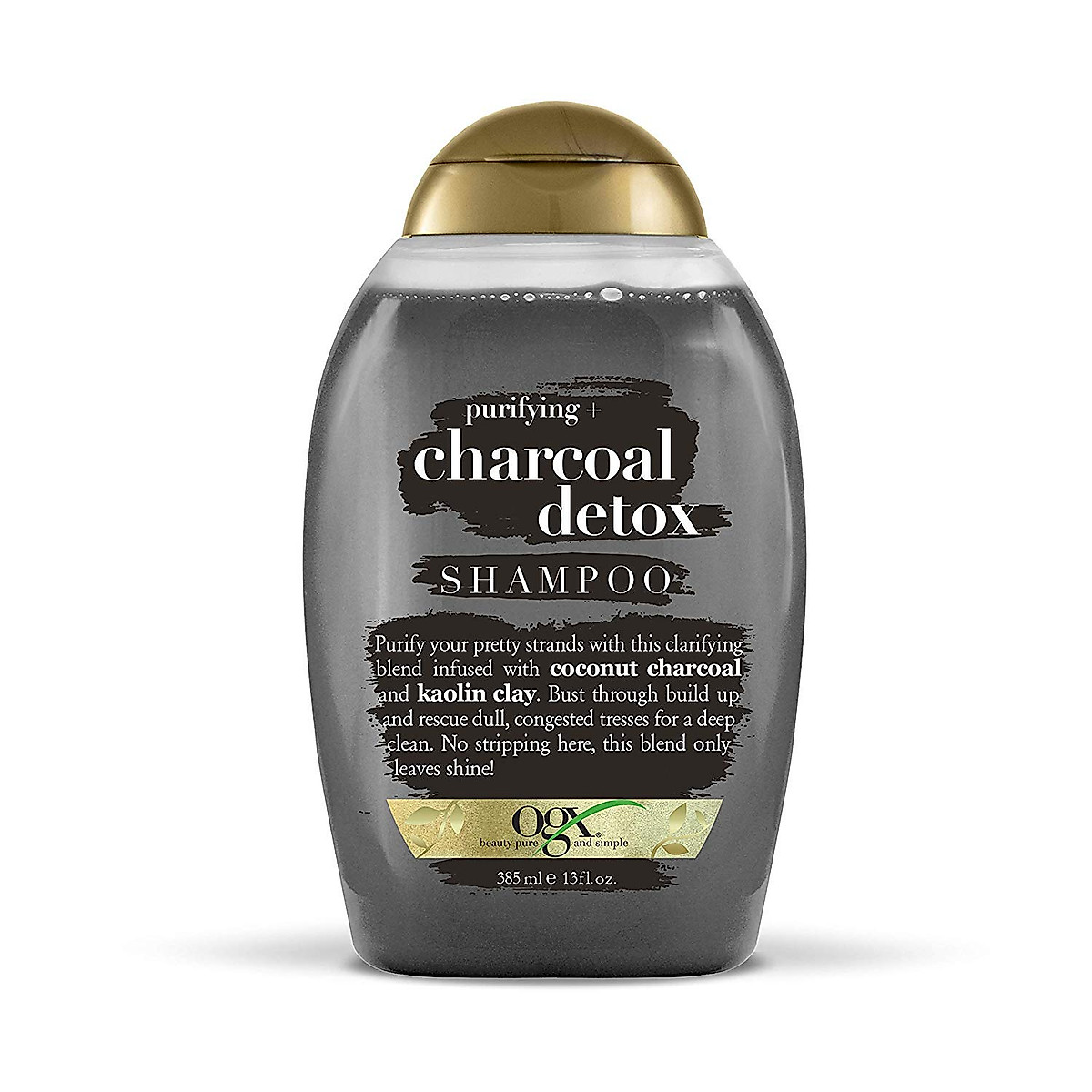 OGX Purifying + Charcoal Detox Shampoo for Buildup Removal and Light Nourishment, No Sulfates, 13 fl oz