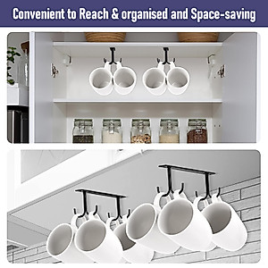 VIAV Coffee Cup Holder-Mug Hooks Holder for Cabinet,Cup Organizer for Kitchen Cabinets and Storage Handing Coffee Cup Mug Rack for Kitchen Cabinet Organizer(2PCS)
