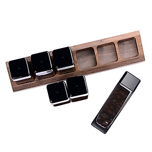 Normcore 6 Tubes Single Dose Espresso Bean Cellars, Coffee Beans Storage Tube Vial Vault with One-Way Exhaust Valve, Smoke Glass Coffee Bean Capsules With Genuine American Walnut Display Stand