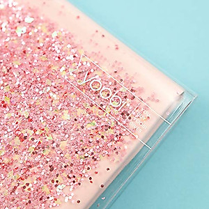 Yoobi | Journal with Liquid Glitter Cover | 6" x 8.5" | Pink Glitter