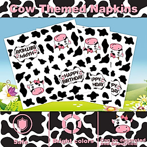 160 Pack Cow Print Party Supplies Cow Birthday Party Decorations Farm Barn Pink Cow Theme Party Tableware Set-Cow Print Plates and Napkins for Holy Cow Theme Baby Shower Farm Party Supplies Serves 40