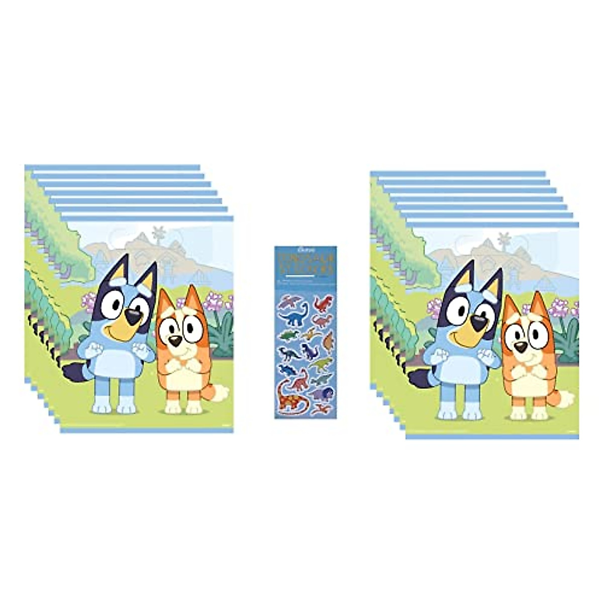 Unique Bluey Dog Birthday Party Supplies Bundle includes Plastic Party Favor Loot Bags - 16 Count