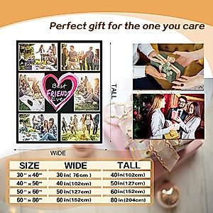 Personalised Photo Blanket | Personalised Picture Collage Fleece Throw | Love Hearts Design 12 Photo Custom Blanket | Family Blanket Photo Gift with 6 Photo Collage