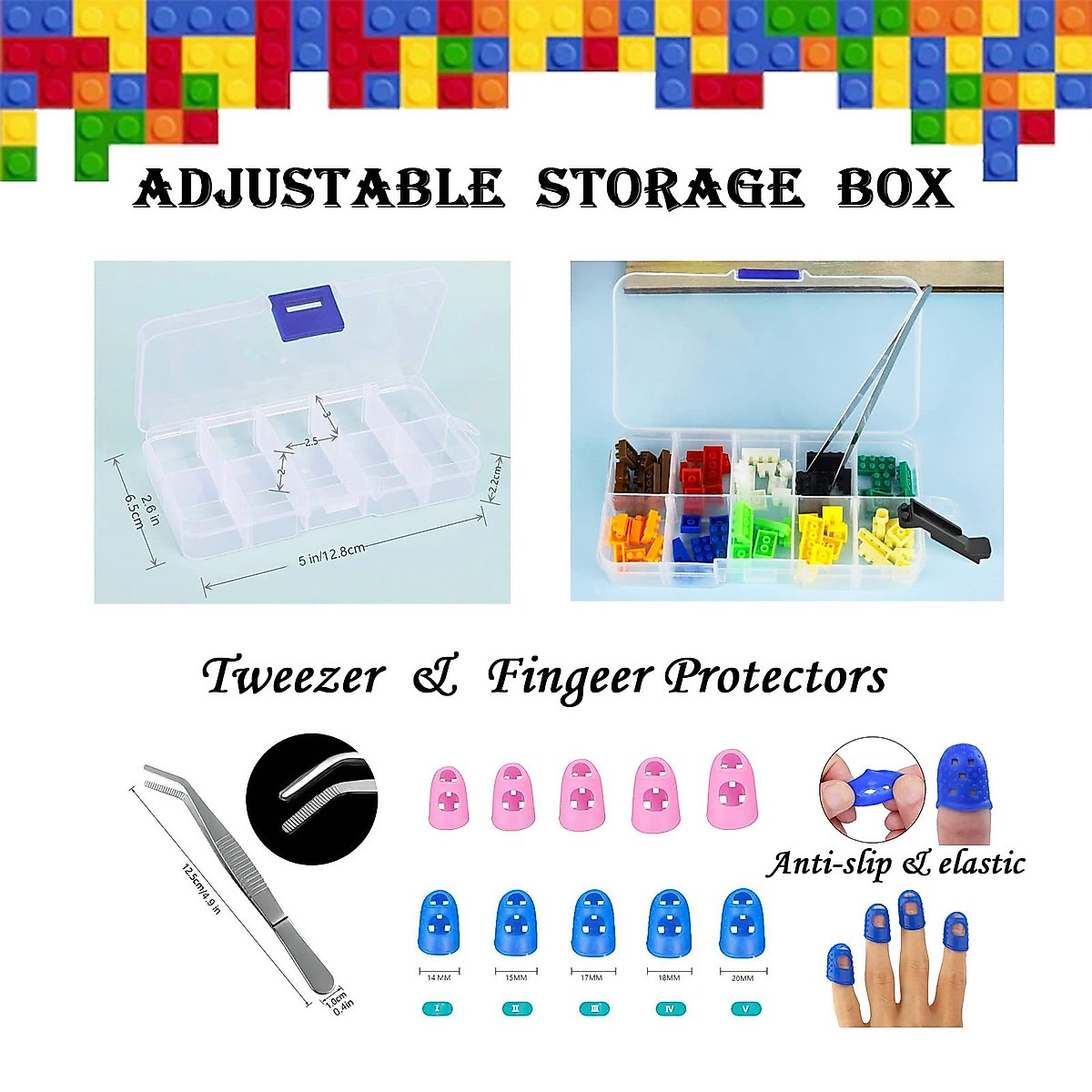 SIOYTOER Building Blocks Tool Kit Brick Separator Tools Compatible with Lego &Technic Mini Blocks Tool Set Multi-Functional Hammer Pliers Tweezers Finger Protectors with Tin Box (Blue)