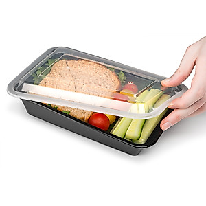 Ez Prepa [15 Pack] 28oz Single Compartment Meal Prep Containers with Lids - Food Storage Containers Bento Box, Lunch Containers, Microwavable, Freezer, and Dishwasher Safe, Food Containers