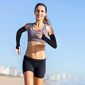 QMEET 3 PCS Cooling Arm Sleeves for Men/Women and kids,UV Protective UPF 50,Tattoo Cover,Sun Protection.Suitable For Running,Fishing,Basketball,Football,Cycling,etc.(black white pink)